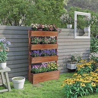 4 Tier Raised Garden Bed Outdoor Wood Elevated Planter Box Wliner