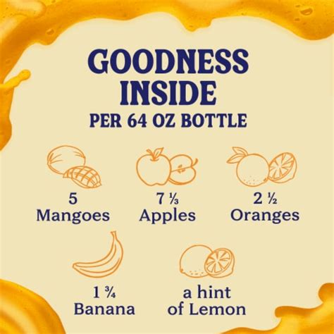 Naked Smoothie Mighty Mango Flavored 100 Fruit Smoothie Blend 64 Fl