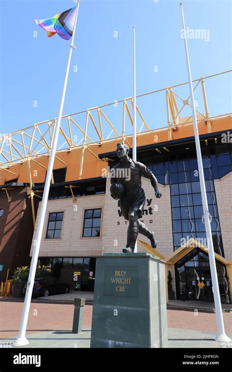 The Billy Wright Statue Outside Of The Wolverhampton Wanderers Stadium In Wolvehampton In The Uk