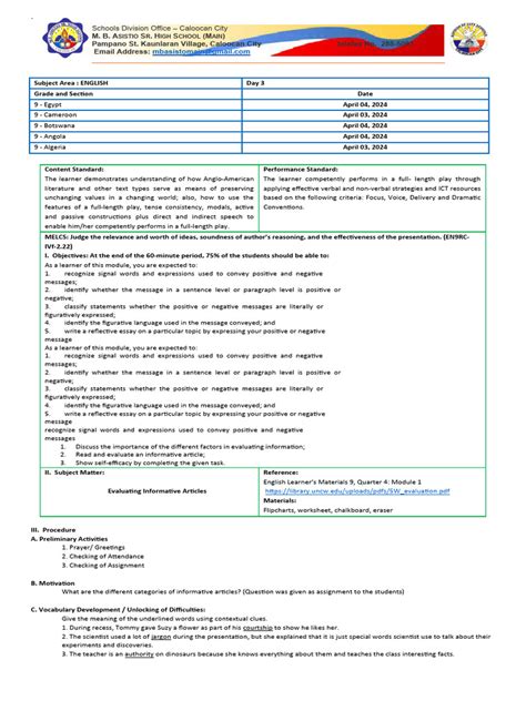 Evaluating Informative Article Dlp Pdf Learning Communication