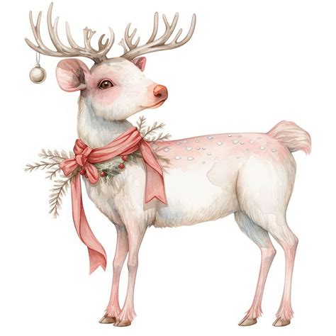 Coquette Reindeer Illustration Christmas Ribbon Free Photo