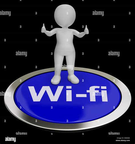 Wifi Button Shows Hotspots Or Internet Connections Stock Photo Alamy
