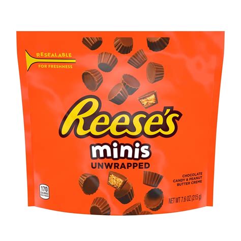 Reeses Minis Milk Chocolate Unwrapped Peanut Butter Cups Candy Bag 7