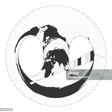 Vector World Map Hammer Retroazimuthal Projection Plain World