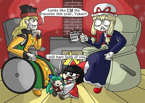 I Drew Okina Yukari Reimu And Aunn Celebrating Christmas Rtouhou