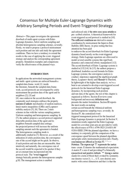 Consensus For Multiple Euler Lagrange Dynamics With Arbitrary Sampling Periods And Event