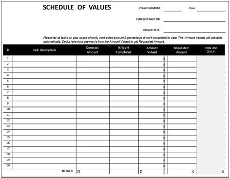 31 Blank Schedule Of Values Templates Excel Word PDF Excel Templates