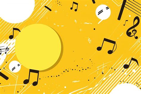 Желтый фон с белыми музыкальными нотами Премиум Ai сгенерированный вектор