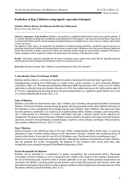 pdf prediction of type 2 diabetes using logistic regression techniques