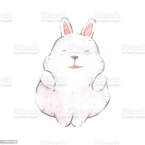 아이들의 직물을 위한 손으로 그린 수채화 회색 토끼 흰색으로 격리되어 있습니다 앨범 포스터 레이블 배너 엽서 0명에 대한 스톡 벡터 아트 및 기타 이미지 Istock