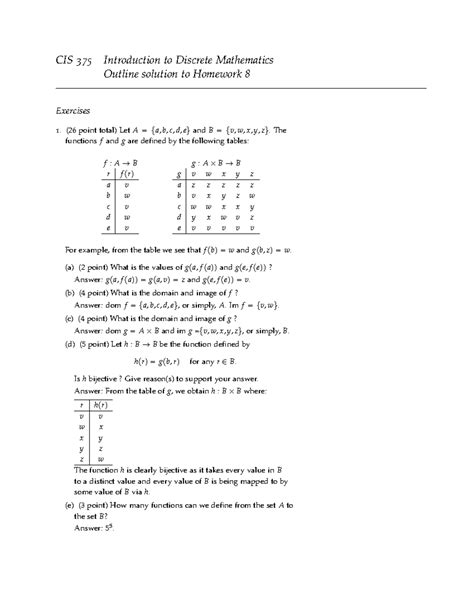 Hw08 Sol Homework 8 Solutions Discrete Mathematics Profesor Andrew Lee Cis 375