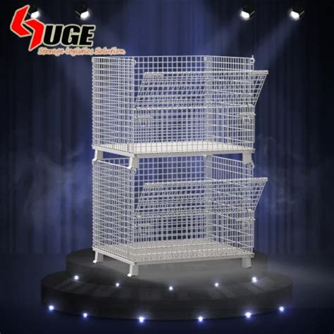 Security Detachable Forklift Security Heavy Duty Folding Wire Mesh Rolling Cage Container Wire