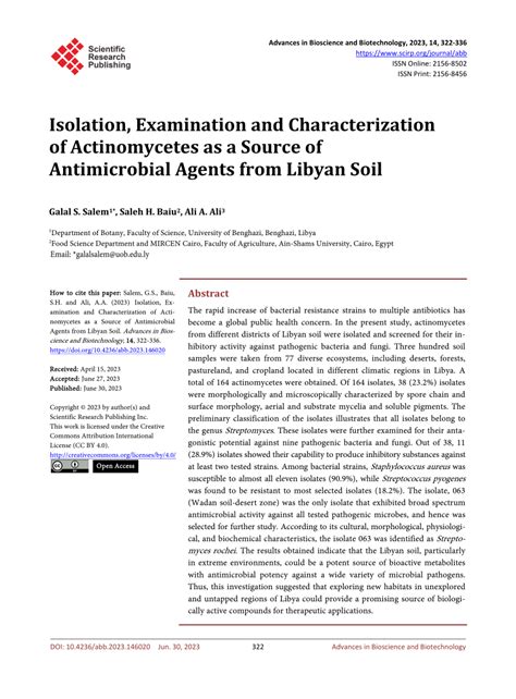 Pdf Isolation Examination And Characterization Of Actinomycetes As A Source Of Antimicrobial