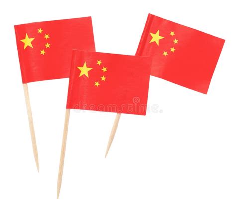 Small Paper Flags Of China Isolated On White Stock Image Image Of