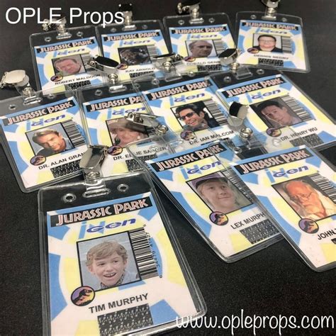 Ople Props Jurassic Park Idcards Badge Ingen Dennis Nedry Alan Grant