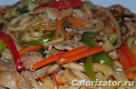 Лапша удон со свининой и овощами - калорийность, состав, описание ...