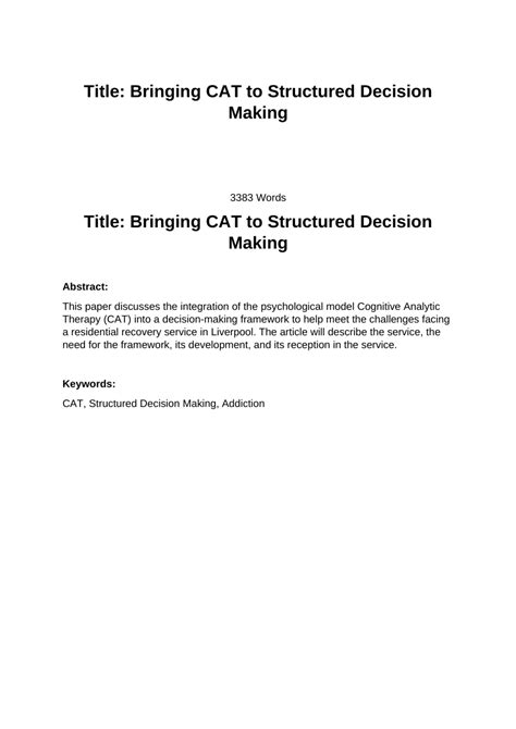 pdf bringing cat to structured decision making
