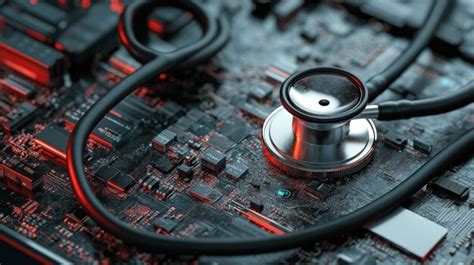 Stethoscope On A Circuit Board Premium Ai Generated Image