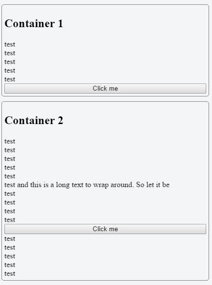 Html Making Two Divs In Separate Containers Align Always Stack Overflow
