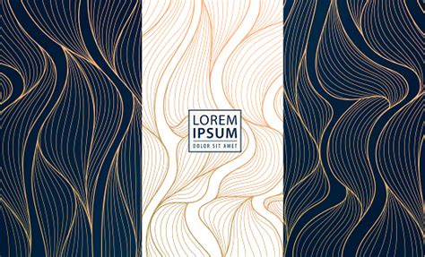 벡터 디자인 요소 세트 라벨 프레임 청첩장 소셜 넷 스토리 포장 고급 제품 향수 비누 와인 선 황금 배경 물결 모양 패턴 리본