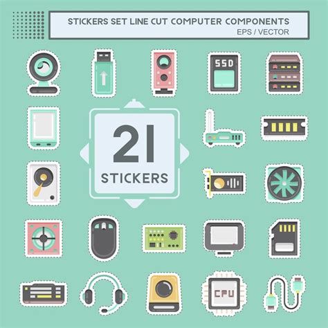 Sticker Line Cut Set Computer Components Suitable For Education Symbol