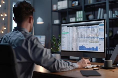 Employee Updating A Spreadsheet Premium Ai Generated Image