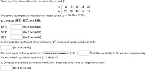 Solved Given Are Five Observations For Two Variables X And