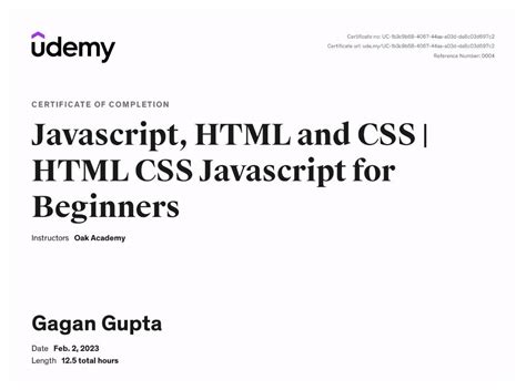 Gagan Gupta On Linkedin Html Css Javascript Udemy Certification Certificateofcompletion
