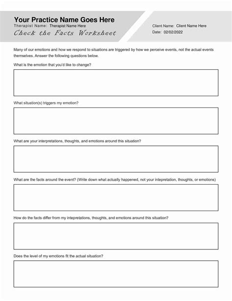 DBT Check The Facts Worksheet PDF
