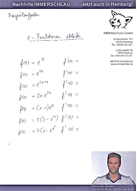 E Funktionen Ableiten Übungen Mathematik Immerschlau