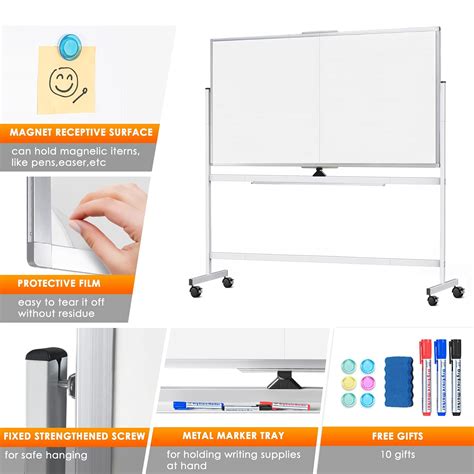 72 X 40 Double Sided Rolling Whiteboard Mobile Whiteboard Magnetic