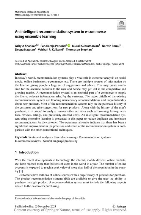 An Intelligent Recommendation System In E Commerce Using Ensemble Learning