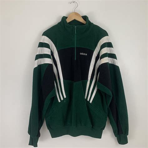 Vintage Adidas Quarter Zip Fleece 1990s Small Depop