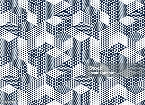 타일 패턴 3d 아키텍처 및 건설 기하학적 디자인을 반복 원활한 점선 큐브 벡터 배경 점과 삼각형 상자 0명에 대한 스톡 벡터 아트 및 기타 이미지 Istock