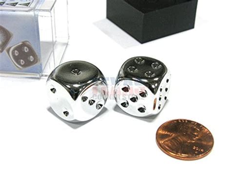Chessex Dice Silver Plated 16mm 6 Sided Dice 2 In Box By Chessex Dice
