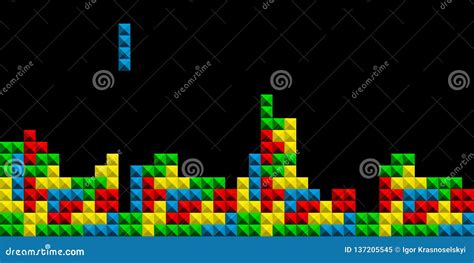 Game Tetris Pixel Bricks Colorfull Game Background Vector Stock Vector Illustration Of