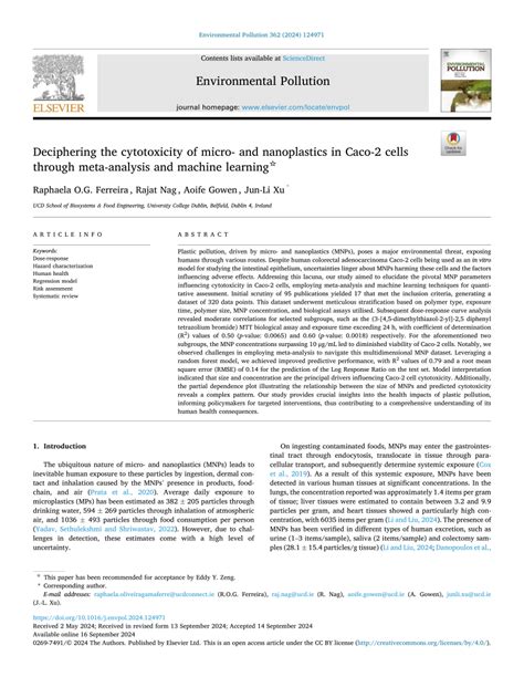 Pdf Deciphering The Cytotoxicity Of Micro And Nanoplastics In Caco 2