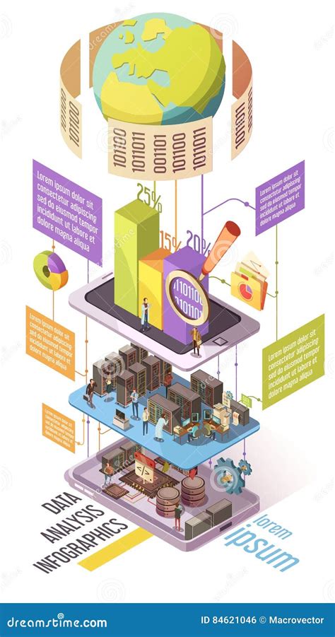 Data Analysis Isometric Infographics Stock Vector Illustration Of Layout Digital 84621046