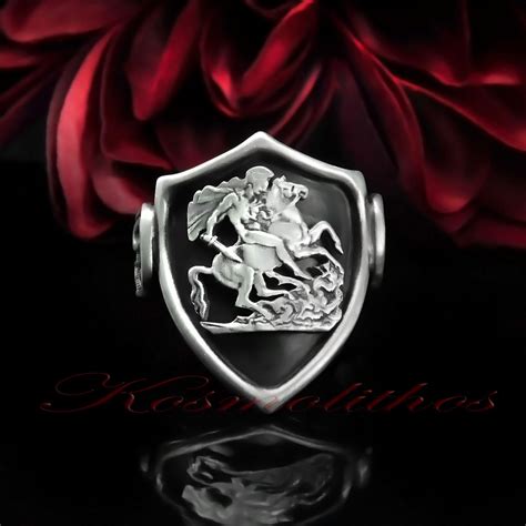 Saint George Shield Ring Cosmolithos Handmade Jewelry