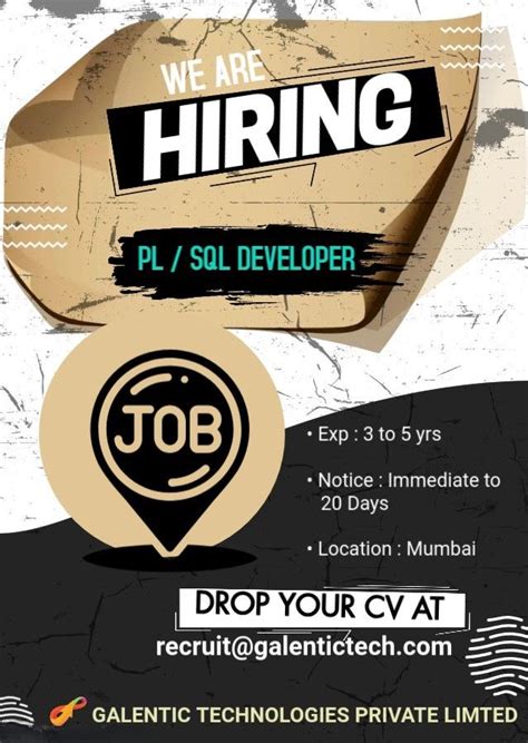 Galentic Technologies Private Limited On Linkedin Sql Itjobs Mumbaijobs Plsql Developer