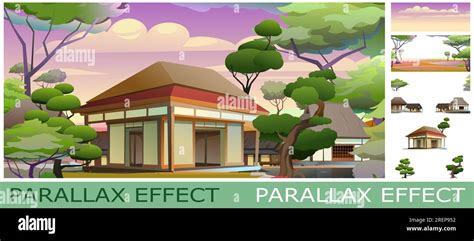 Japanese Style House Set Of Slides Create Parallax Image Layer