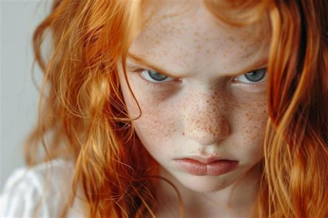Angry Ginger Girl With Narrowed Eyebrows Premium Ai Generated Image