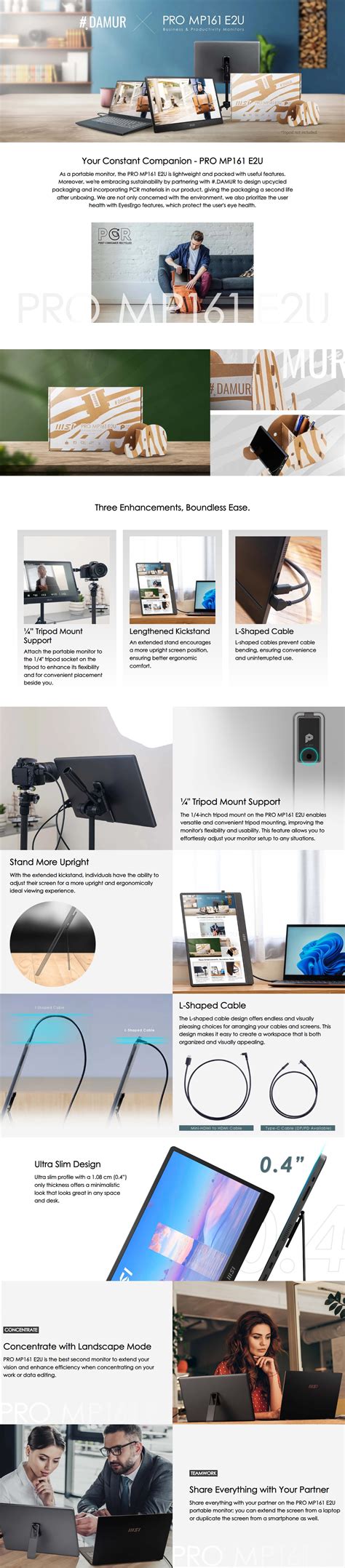 Msi Pro Mp E Portable Monitor Ips Fhd P Inch