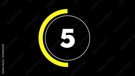 Simple 10 Seconds Countdown Timer Thick Numbers And Animated Circle Shaped Indicator Yellow