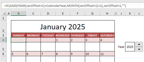 Calendar In Excel Easy Formulas