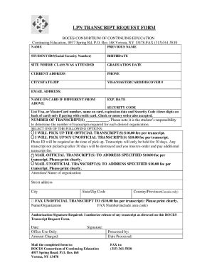 Fillable Online Adult Education Transcript Request Forms Fax Email Print PdfFiller