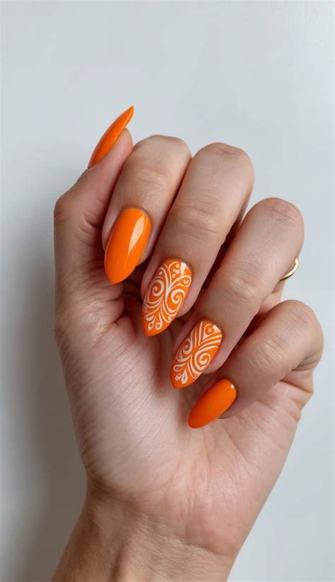 15 Orange Almond Nail Art Ideas For A Summer Ready Mani Polish And
