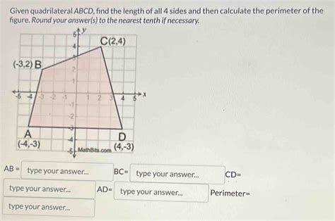solved given quadrilateral abcd find the length of all 4 sides and