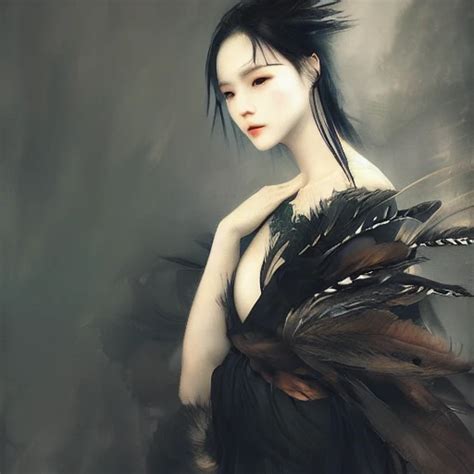 Ruan Jia Night High Detailed Face Black Haired Beauty High D Arthub Ai