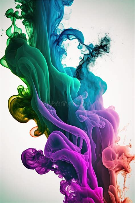 Colourful Smoke On White Background Created Using Generative Ai Technology Stock Illustration